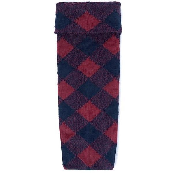 Premium Merino Wool Full Evening Diced Kilt Hose - Navy and Claret | Scotland Kilt Co US