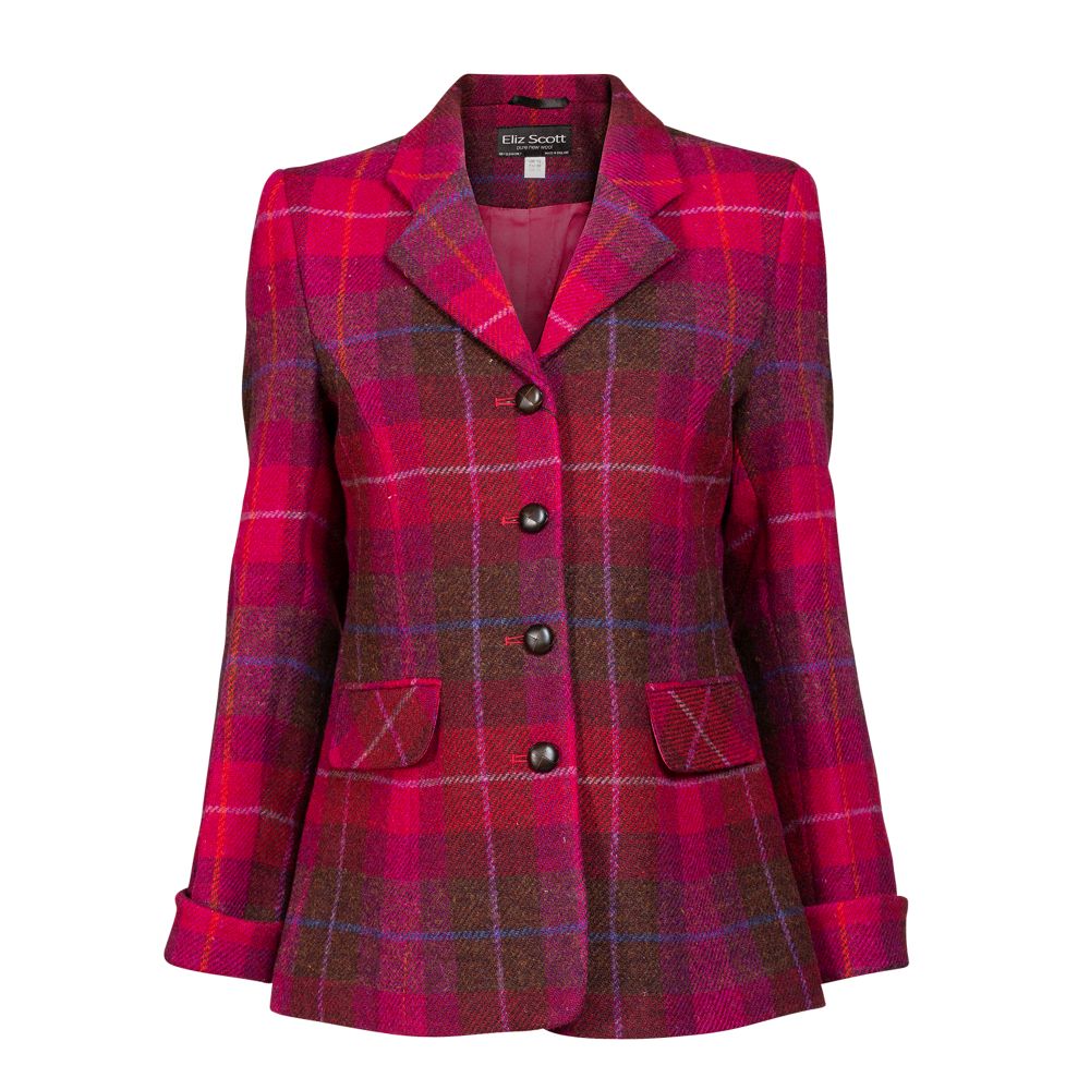 Women's Harris Tweed Jacket - Maggie - Red/Brown Check (Size 12 remain ...