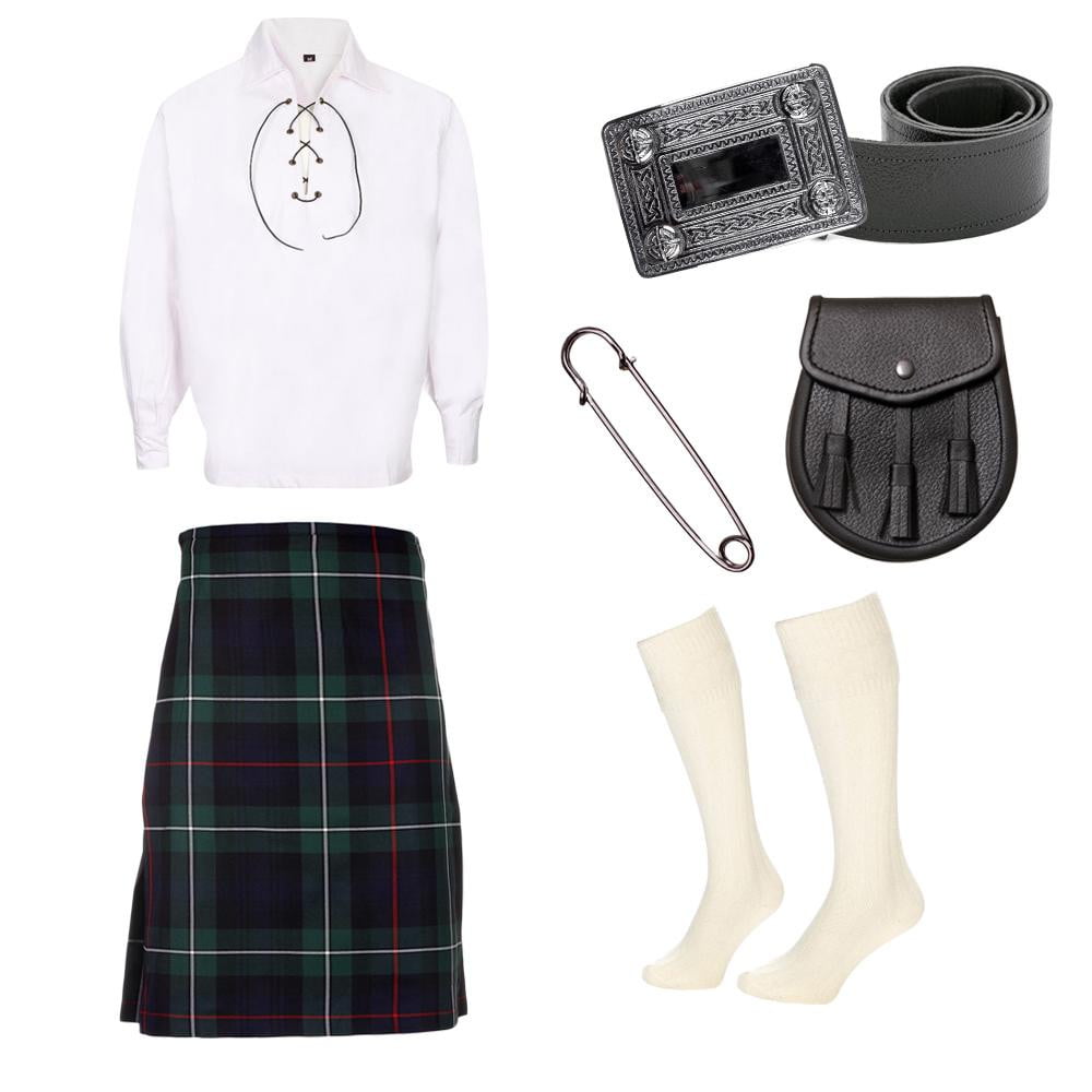 7 Piece Gold Kilt Package - Including 5 Yard Kilt, Sporran and Kilt Pi ...