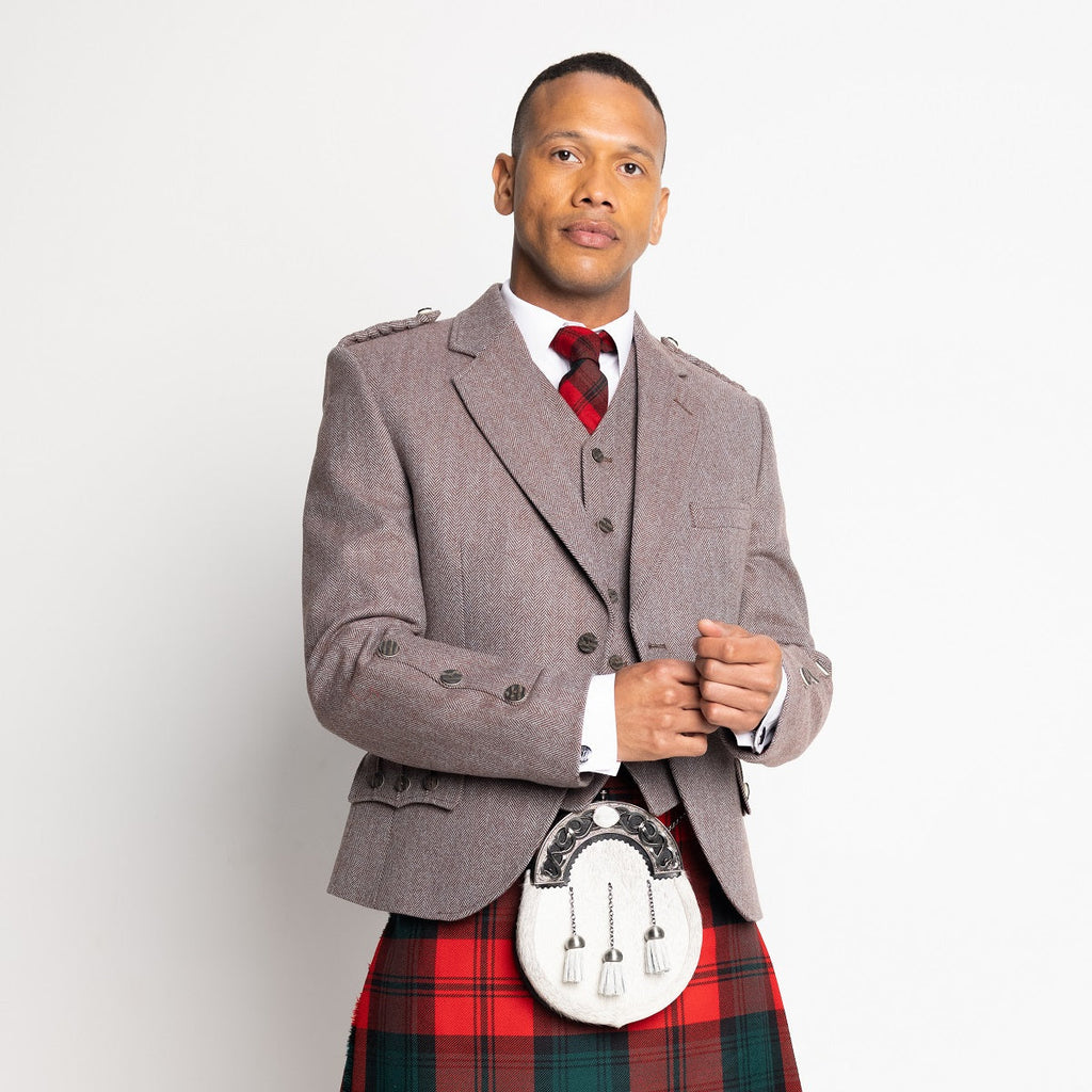 Clunie Tweed Jacket and 5 Button Waistcoat by House of Edgar - Russet ...