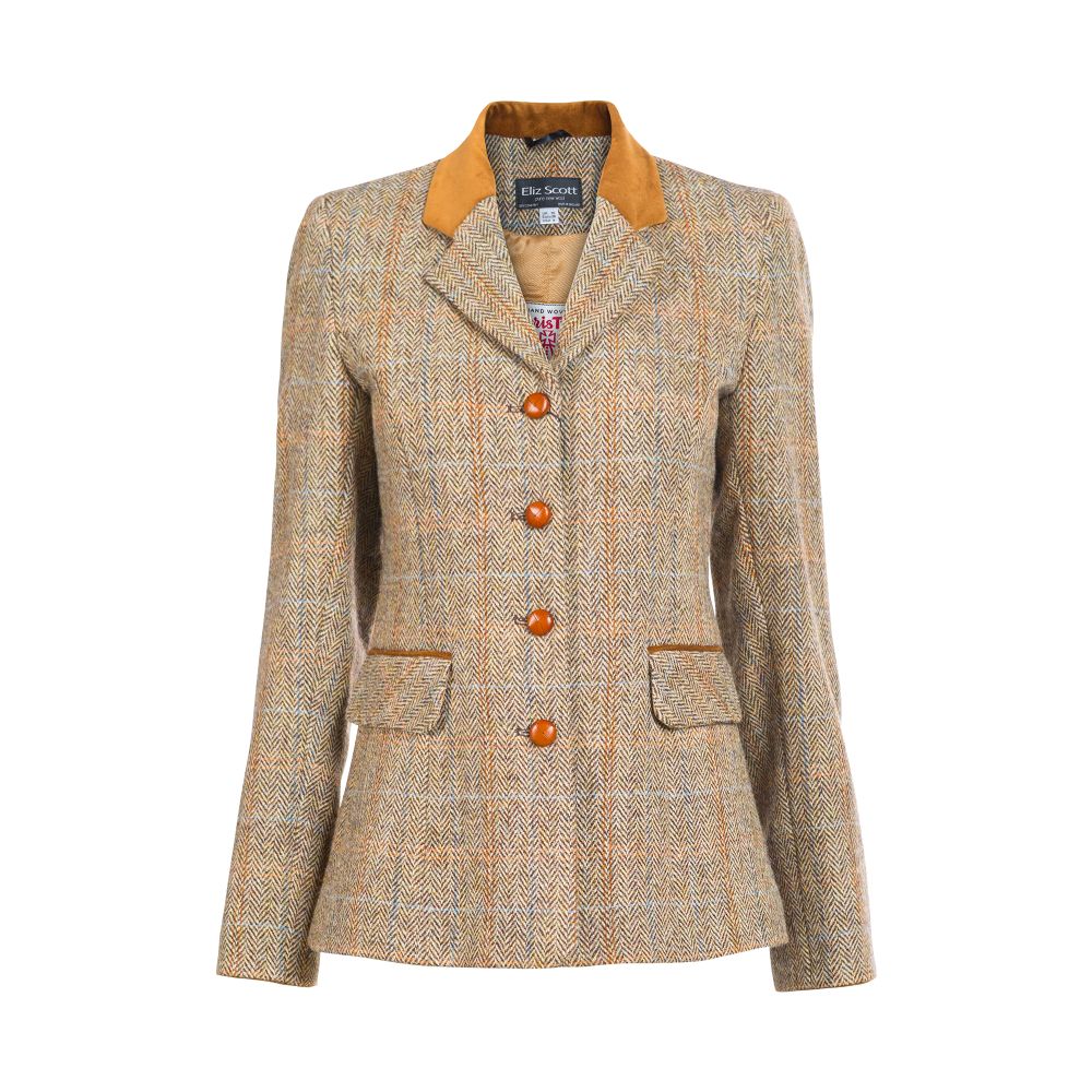 Women's Harris Tweed Jacket Light Brown Herringbone | Scotland Kilt Co US