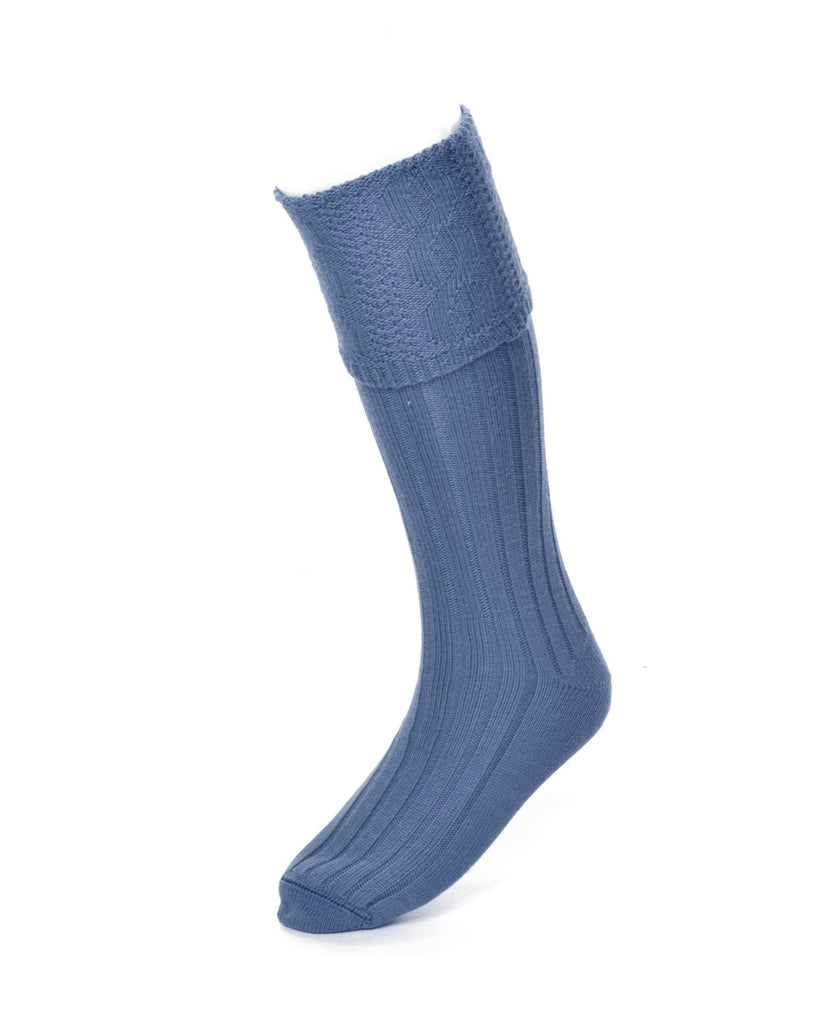 Merino Wool Lewis Celtic Cable Kilt Hose - Ancient Blue | Scotland Kilt ...