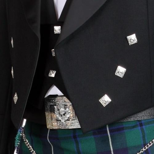 Prince Charlie Jacket and Waistcoat, 100% Black Barathea Wool - Import ...