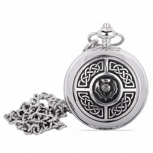 Mechanical Pocket Watch - Celtic Knots Around Thistle Crest | Scotland ...