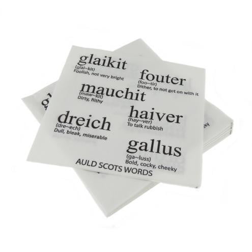 Auld Scots Words Napkins Serviettes (Pack of 20) | Scotland Kilt Co US